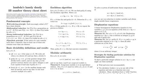 Number Theory Cheatsheet Pdf Docdroid