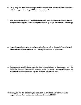 AP Calculus Optimization Discovery Project With M Ms By AP Math Sources