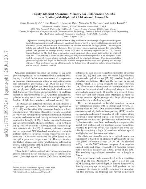 Pdf Highly Efficient Quantum Memory For Polarization Qubits In A
