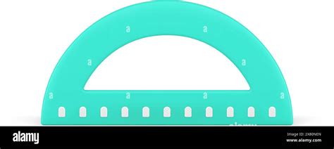 Green Plastic Protractor Angle Degree Measurement Geometric Instrument Front View Realistic 3d