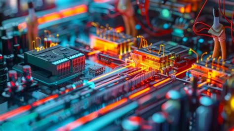 An Assembly Line Of Workers Carefully Attaching Colorful Cables To A Network Switch That Will