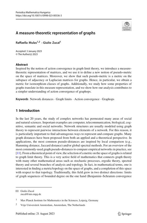 Pdf A Measure Theoretic Representation Of Graphs