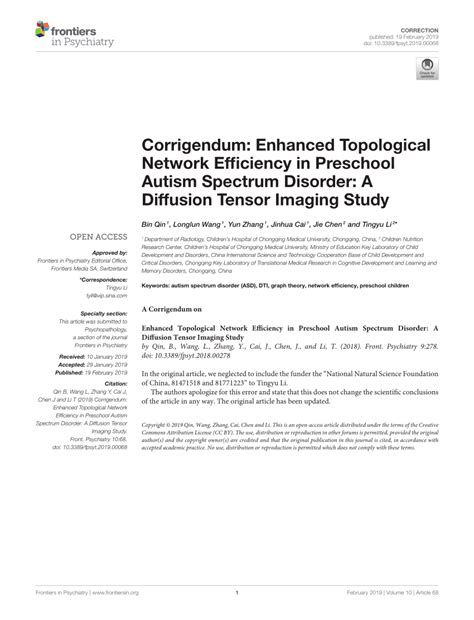 Pdf Corrigendum Enhanced Topological Network Efficiency In Preschool