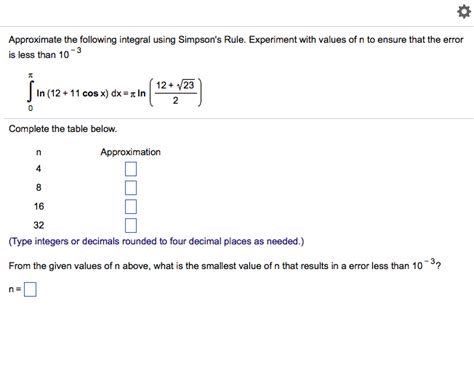 Solved Approximate The Following Integral Using Simpsons