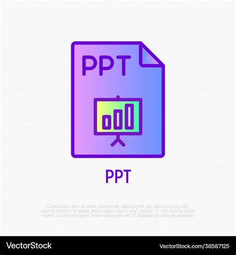 Ppt File Format Thin Line Icon Modern Royalty Free Vector
