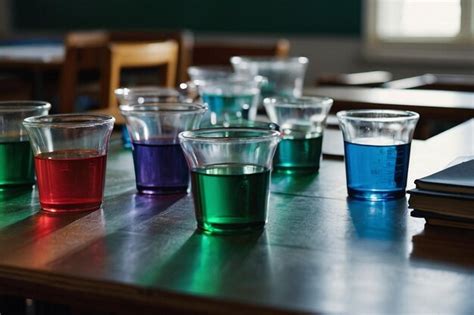 School Tables Arranged For A Science Experiment Premium Ai Generated Image