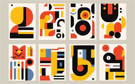 Abstract Geometry Vector Set With Geometric Linear Shapes In The