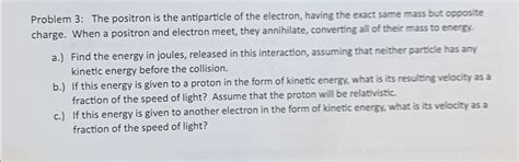Solved Problem 3 The Positron Is The Antiparticle Of The