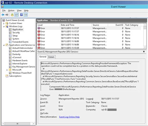 Management Reporter Error “the Operation Could Not Be Completed Due To