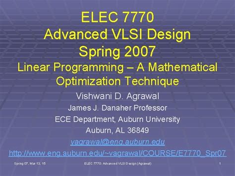 Elec 7770 Advanced Vlsi Design Spring 2007 Linear