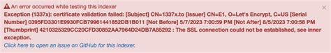 1337x Testing Exception 1337x Certificate Validation Failed