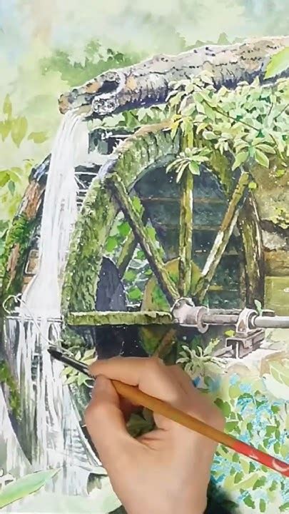 수채화 숲의 물레방아 그리기 타임랩스 Shorts 수채화 그림그리기 Youtube