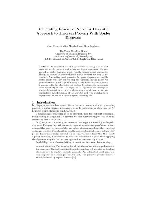 Pdf Generating Readable Proofs A Heuristic Approach To Theorem Proving With Spider Diagrams