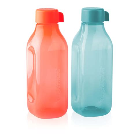Tupperware Eco Fridge Bottle 1ltr Screw Cap Set Of 2 Orange And Blue Sports