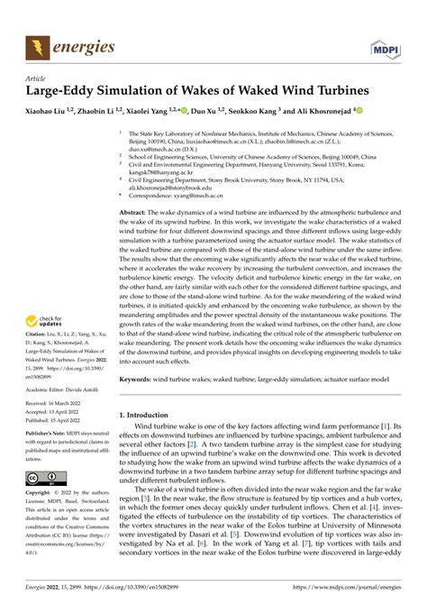 Pdf Large Eddy Simulation Of Wakes Of Waked Wind Turbines