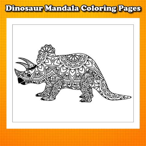 Dinosaur Mandala Coloring Pages Masterbundles