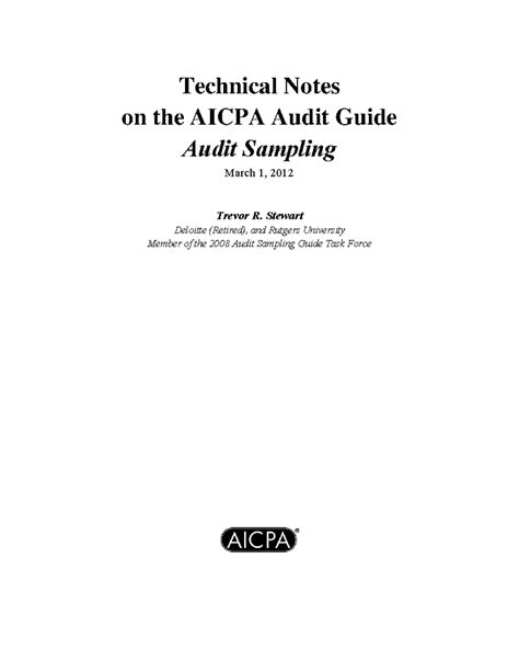 Sampling Guide Technical Notes Technical Notes On The Aicpa Audit