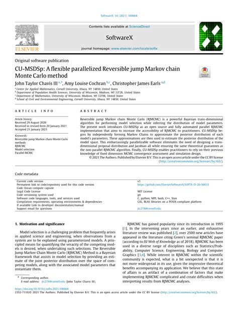 Pdf Cu Msdsp A Flexible Parallelized Reversible Jump Markov Chain Monte Carlo Method