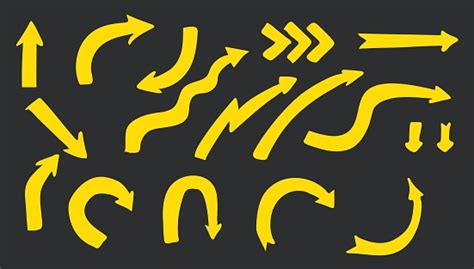 메모 및 스토리를 위한 굵은 화살표 장식 화살표 메모를 작성하고 텍스트를 강조 표시하고 밑줄을 긋기 위한 브러시와 요소 0명에