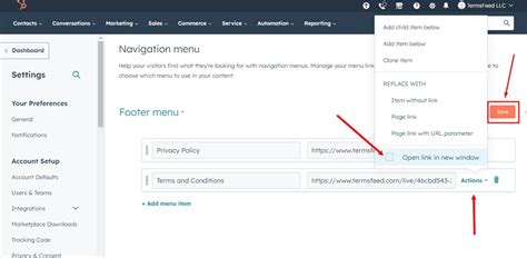 video how to link to the terms and conditions on hubspot termsfeed