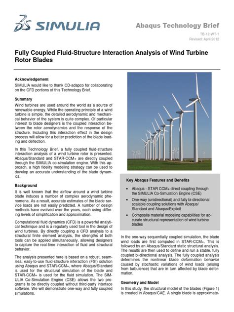En Coupled Fluid Structure Interaction Analysis Wind Turbine 12 Pdf Computational Fluid