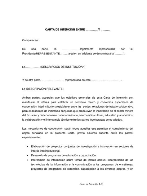 Formato Carta De Intención Pdf