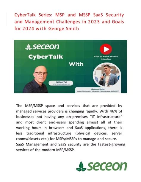 Ppt Msp And Mssp Saas Security And Management Challenges With George