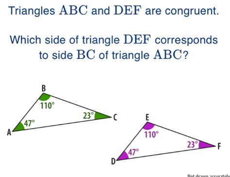 Solved Triangles Abc And Def Are Congruent Which Side Of Triangle Def Corresponds To Side Bc