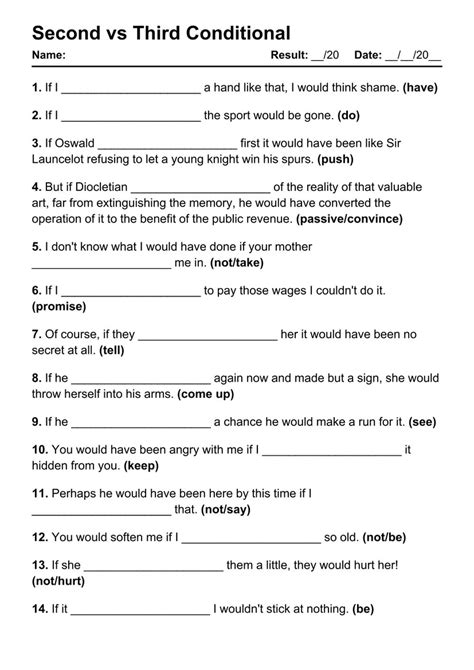 Printable Second Vs Third Conditional PDF Worksheets Grammarism