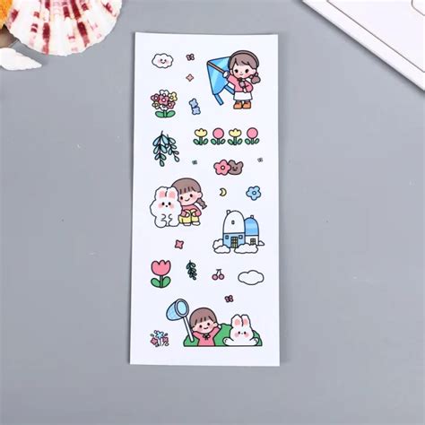 การ์ตูนน่ารักใส Diy สติ๊กเกอร์สีสร้างสรรค์สติกเกอร์รูปร่างตัวละคร Th