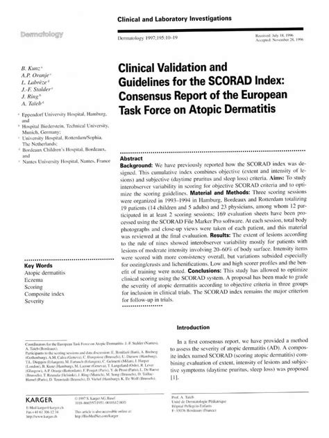 Pdf Clinical Validation And Guidelines For The Scorad Index Consensus Report Of The European