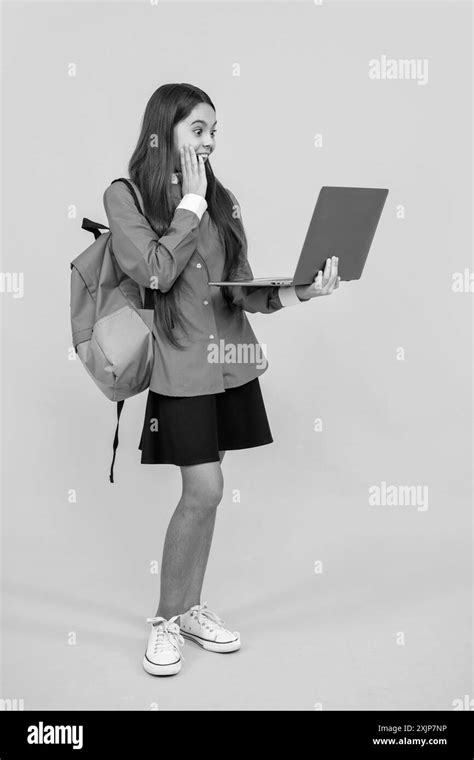 Online Education For Surprised School Girl Back To School Teen Girl