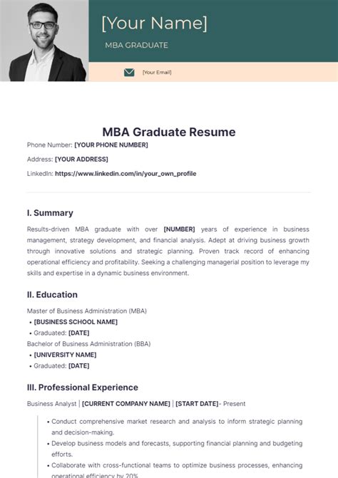 Free Mba Graduate Resume Template To Edit Online
