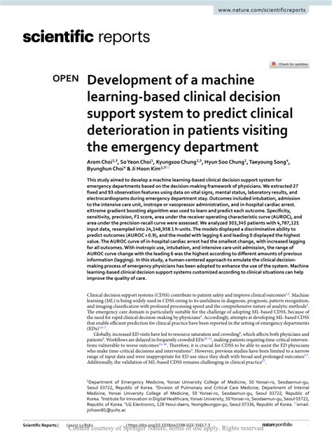 Pdf Development Of A Machine Learning Based Clinical Decision Support