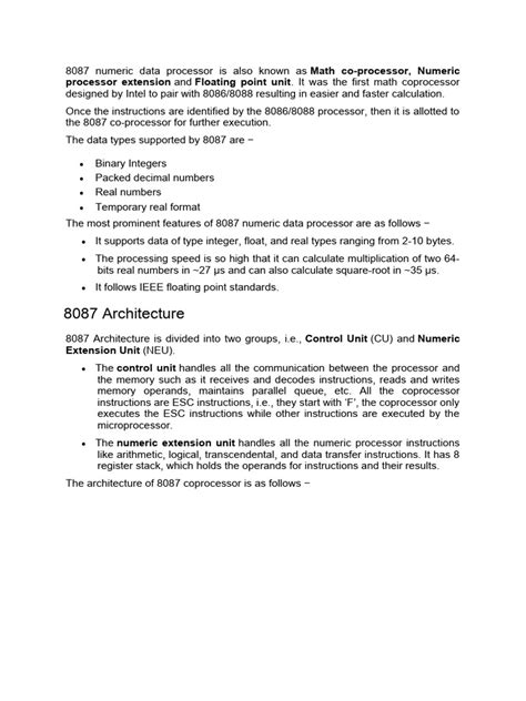 8087 Numeric Data Processor Pdf Central Processing Unit Integrated Circuit