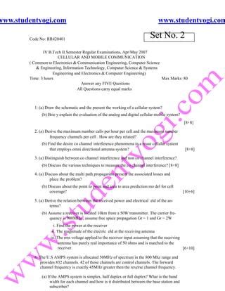Cellular And Mobile Communication Jntu Model Paper Babeyogi Com PDF
