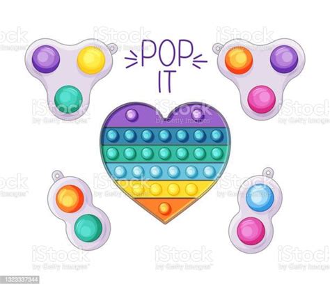 스트레스 방지 장난감 세트가 튀어나와 간단한 보조개 벡터 그림입니다 산만함에 대한 스톡 벡터 아트 및 기타 이미지 산만함 완구류 하트 모양 Istock