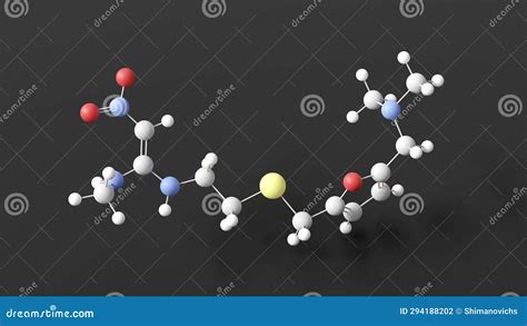 Ranitidine Molecule Molecular Structure Histamine H2 Antagonists Ball And Stick 3d Model