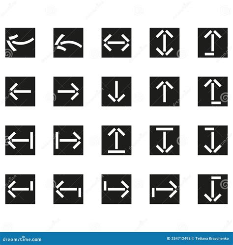 White Arrows Black Squares Web Ui Design Computer Interface Vector Illustration Stock Image
