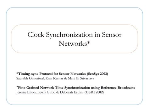 Ppt Clock Synchronization In Sensor Networks Models Protocols And