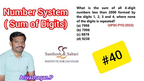 What Is The Sum Of All 4 Digit Numbers Less Than 2000 Formed By The Digits 1 2 3 And 4upsc Pyq