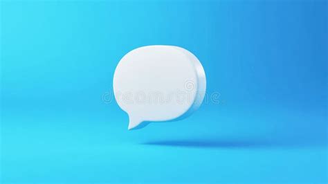 Floating White Speech Bubble Icon With Smooth Clay Texture Against Vivid Blue Background Stock