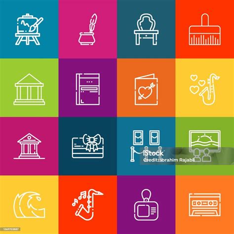 현대 의 얇은 라인 아이콘 아티스트 요소세트 프리미엄 품질 개요 기호 컬렉션 간단한 모노 리니어 픽토그램 팩 웹 그래픽을 위한 스트로크 벡터 로고 개념 가정의 방에 대한