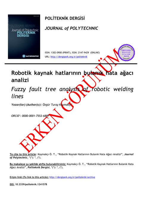 Pdf Robotik Kaynak Hatlarının Bulanık Hata Ağacı Analizifuzzy Fault