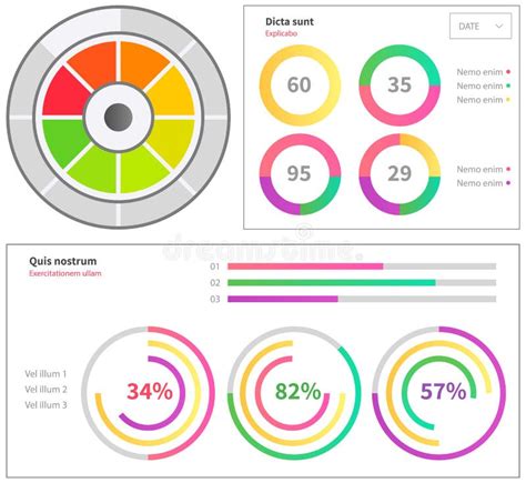 Rainbow Colored Gauge Colorful Scale Fields Wheel Business Chart In