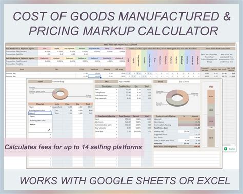 Product Costing Template EXCEL Product Planner Pricing Etsy