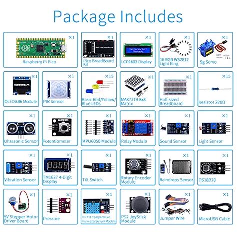 Geeekpi Raspberry Pi Pico Micro Python Programing Kit With Raspberry Pi Pico Breadboard I2c