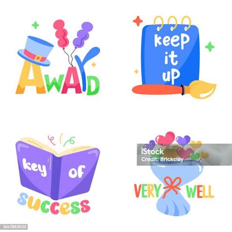 멋진 텍스트 플랫 스티커 모음 0명에 대한 스톡 벡터 아트 및 기타 이미지 0명 다이어리 문자 Istock