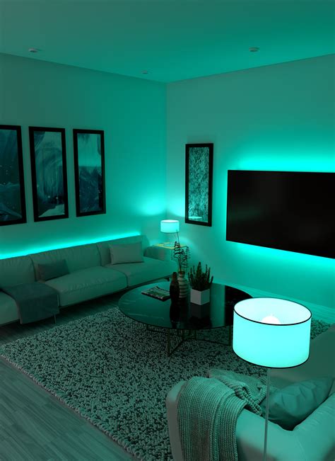 2 Multicolor Led Bulbs And 2 Multicolor Led Strips Led Living Room