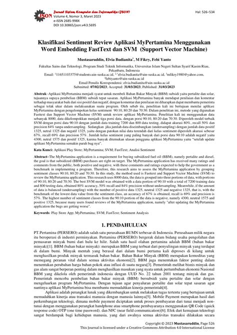 Pdf Klasifikasi Sentiment Review Aplikasi Mypertamina Menggunakan Word Embedding Fasttext Dan